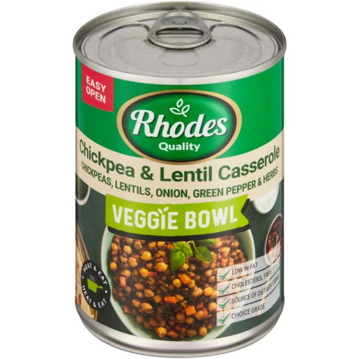 Rhodes Quality Chickpea & Lentil Casserole Veggie Bowl Can 400g ...