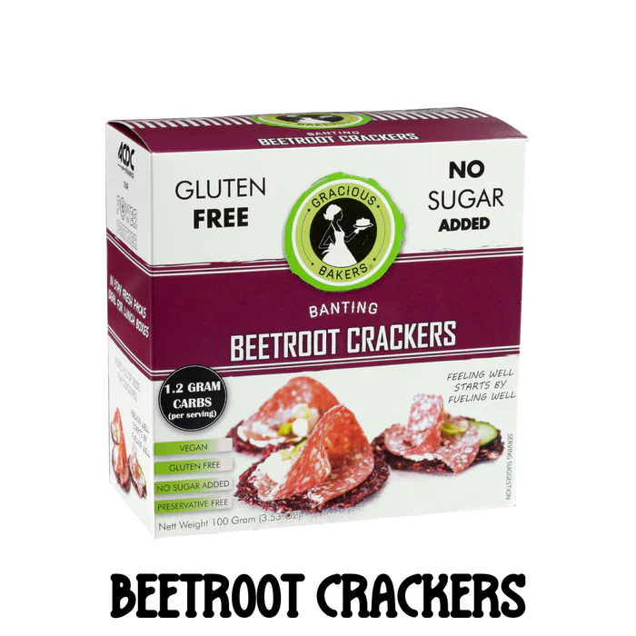 Gracious Bakers Banting Beetroot Crackers, 100g — AubergineFoods CA