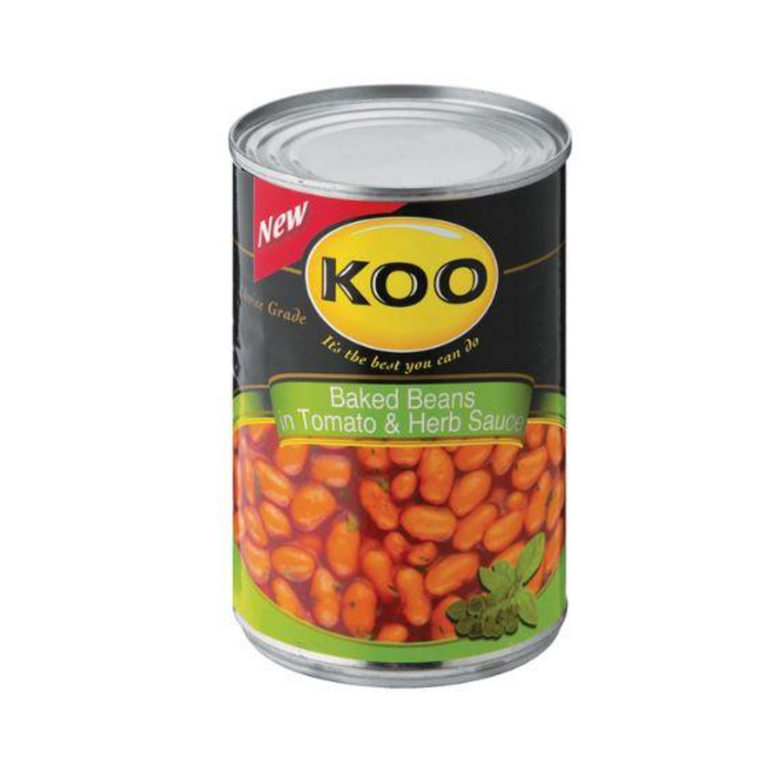 Koo Baked Beans In Tomato & Herb Sauce Can, 410g — AubergineFoods CA